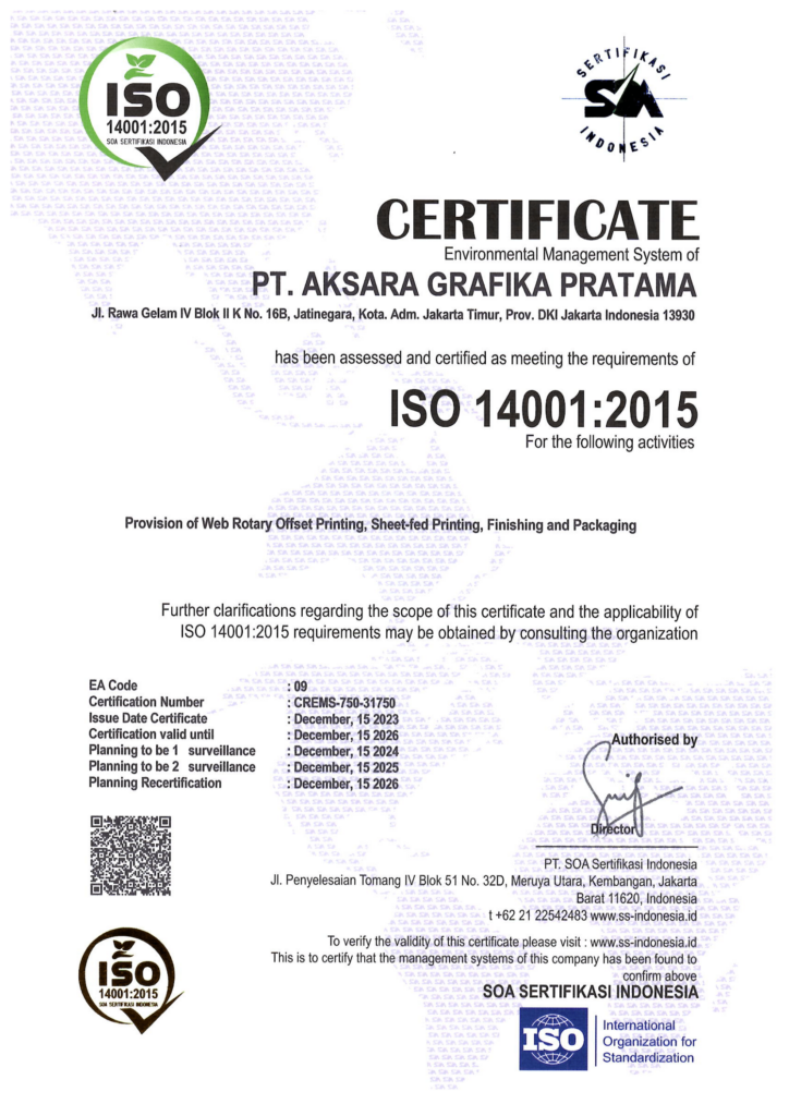 ISO 14001 : 2015 - AGP Printing